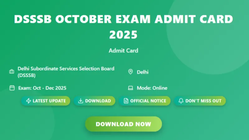 DSSSB October Exam Admit Card 2025